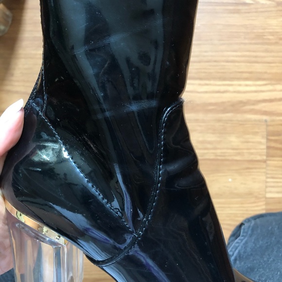 Shoes | Latex Rubber Boots With Clear Plastic Heel | Poshmark